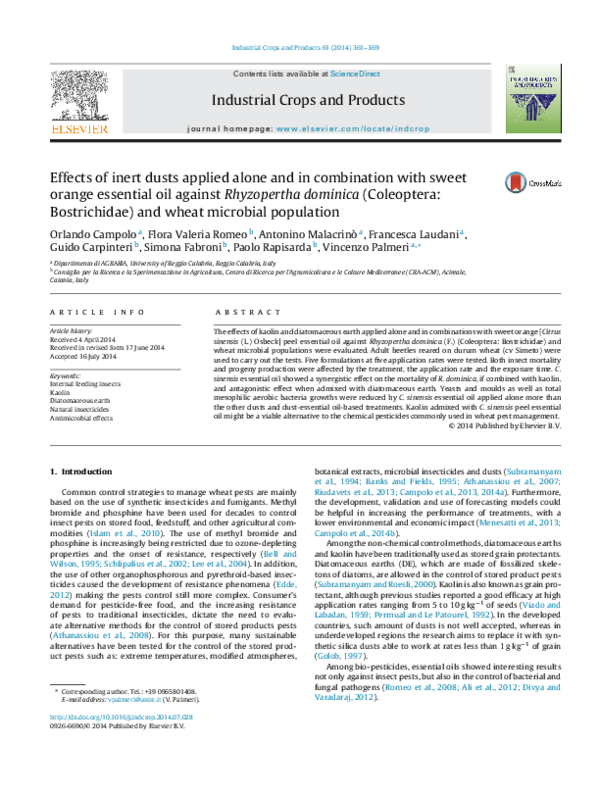 (PDF) Effects of inert dusts applied alone and in combination with ...