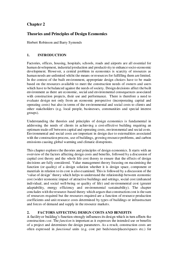 (PDF) Theories and Principles of Design Economics