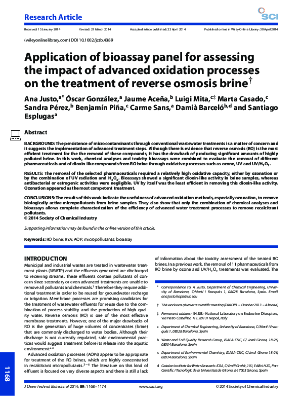 (PDF) Application of bioassay panel for assessing the impact of ...