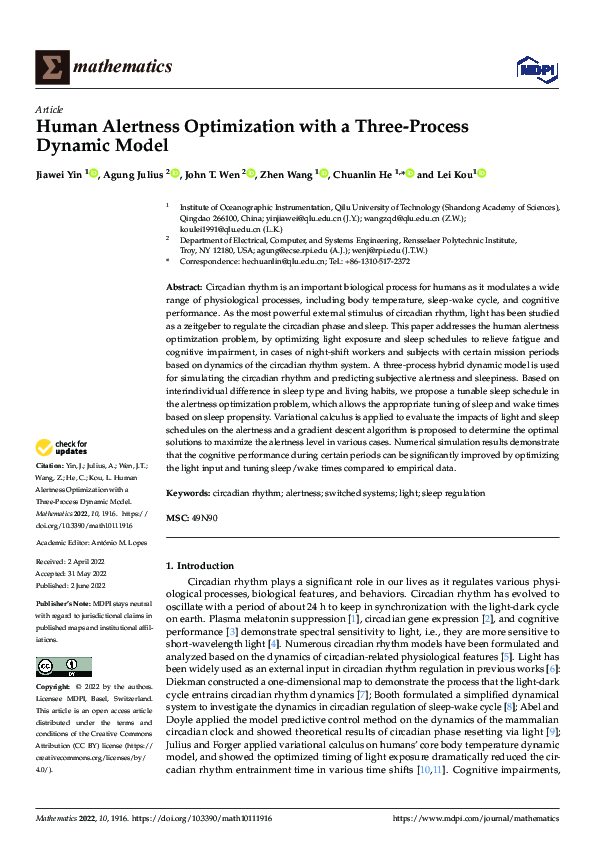 (PDF) Human Alertness Optimization with a Three-Process Dynamic Model