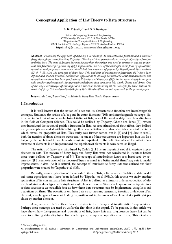 (PDF) Conceptual Application of List Theory to Data Structures