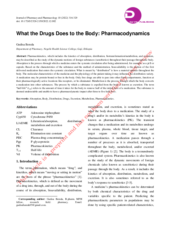 (PDF) What the Drugs Does to the Body: Pharmacodynamics