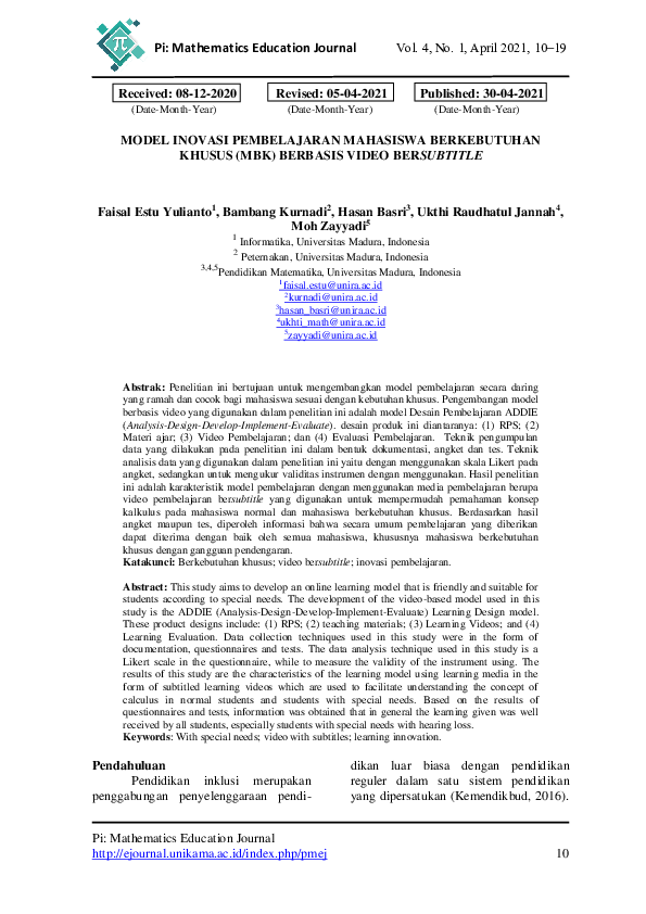 (PDF) Model Inovasi Pembelajaran Mahasiswa Berkebutuhan Khusus (MBK ...