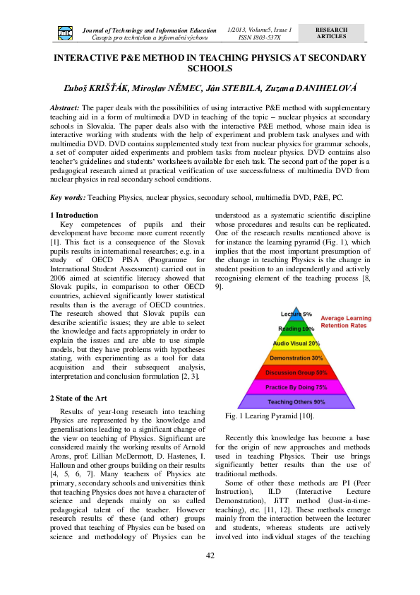(PDF) Interactive P&E Method in Teaching Physics at Secondary Schools