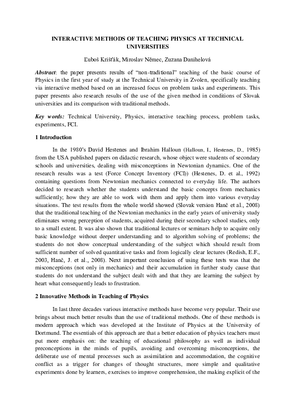 (PDF) Interactive Methods of Teaching Physics at Technical Universities