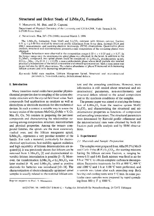 (PDF) Structural and Defect Study of LiMn2O4 Formation