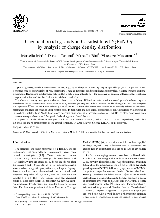 (PDF) Chemical bonding study in Ca substituted Y2BaNiO5 by analysis of ...