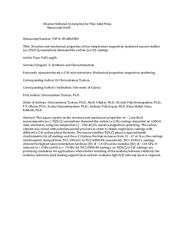 (PDF) Structure and mechanical properties of low temperature magnetron ...