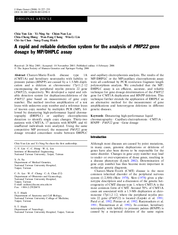 (PDF) A rapid and reliable detection system for the analysis of PMP22 ...