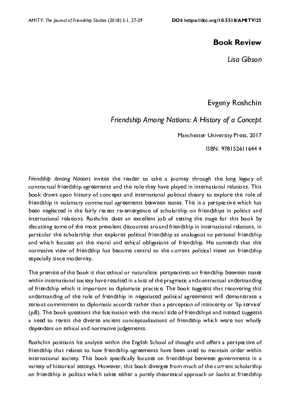 (PDF) Book Review of Friendship Among Nations