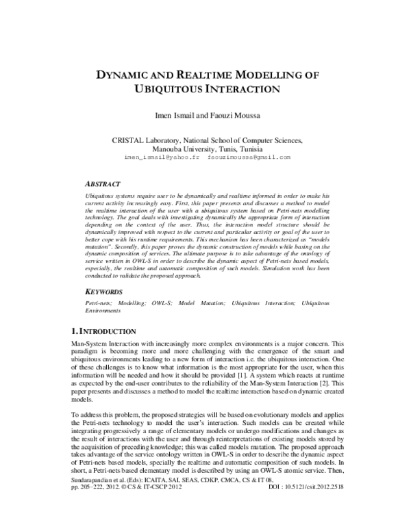(PDF) Dynamic and Realtime Modelling of Ubiquitous Interaction
