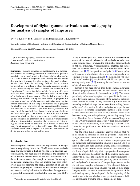 (PDF) Development of digital gamma-activation autoradiography for ...