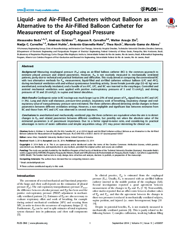 (PDF) Liquid- and Air-Filled Catheters without Balloon as an ...