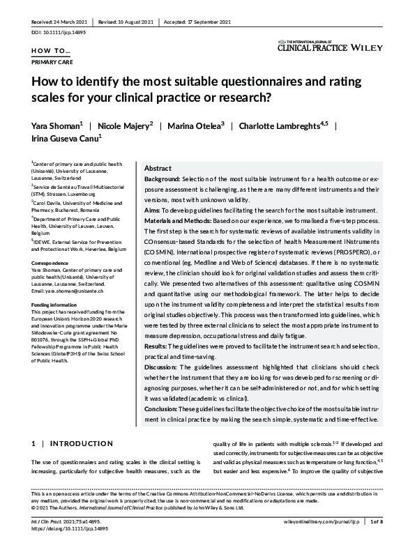 (PDF) How to identify the most suitable questionnaires and rating ...