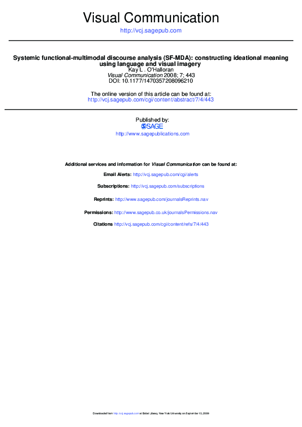 (PDF) Systemic functional-multimodal discourse analysis (SF-MDA): constructing ideational ...