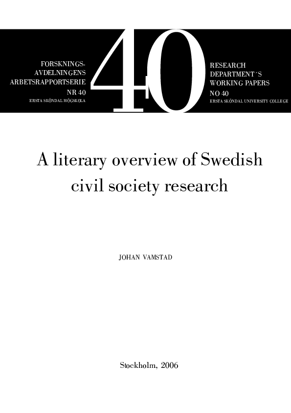 (PDF) A literary overview of Swedish civil society research