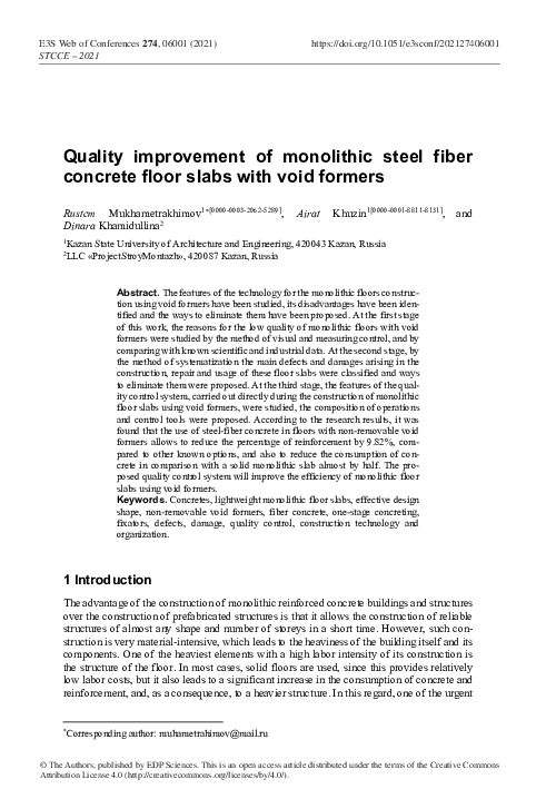(PDF) Quality improvement of monolithic steel fiber concrete floor ...