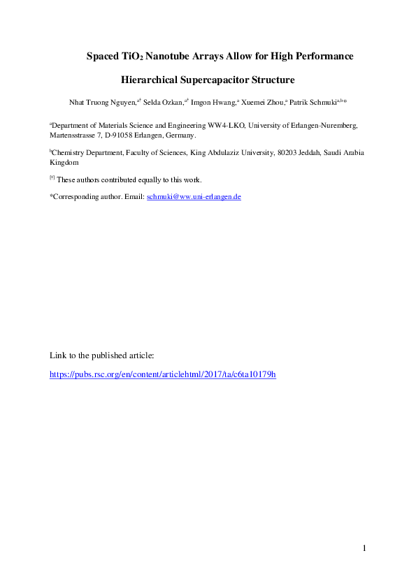 (PDF) Spaced TiO2 nanotube arrays allow for a high performance ...