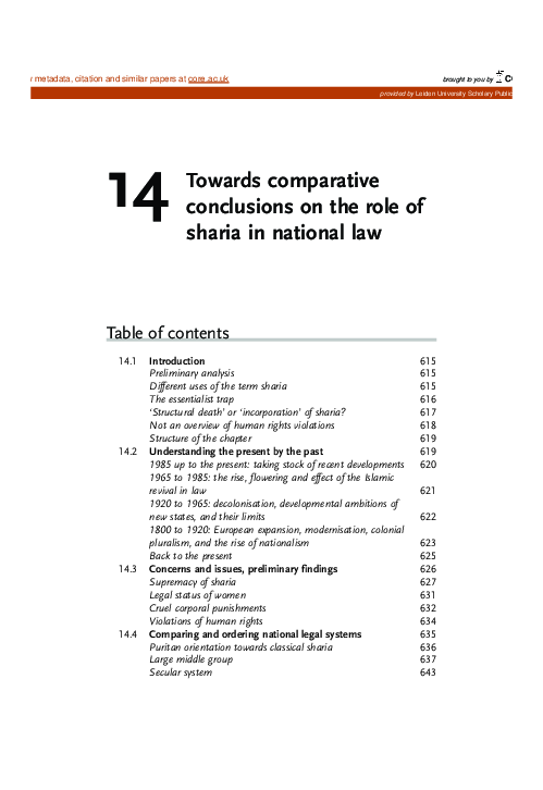 (PDF) Towards comparative conclusions on the role of sharia in national law