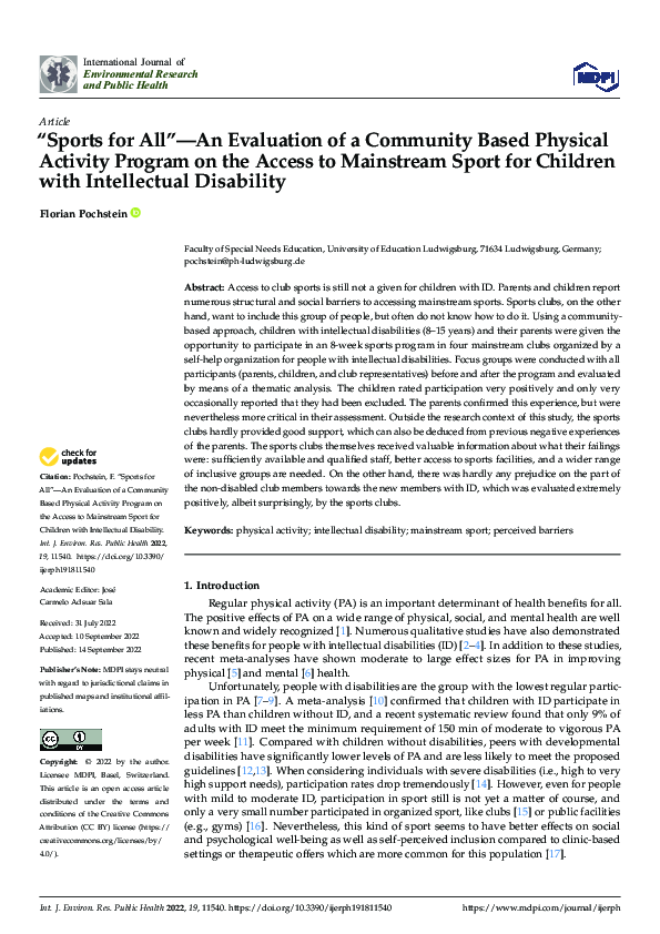 (PDF) “Sports for All”—An Evaluation of a Community Based Physical Activity Program on the ...