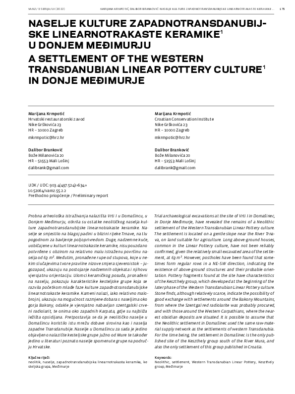 (PDF) A Settlement of the Western Transdanubian Linear Pottery Culture ...