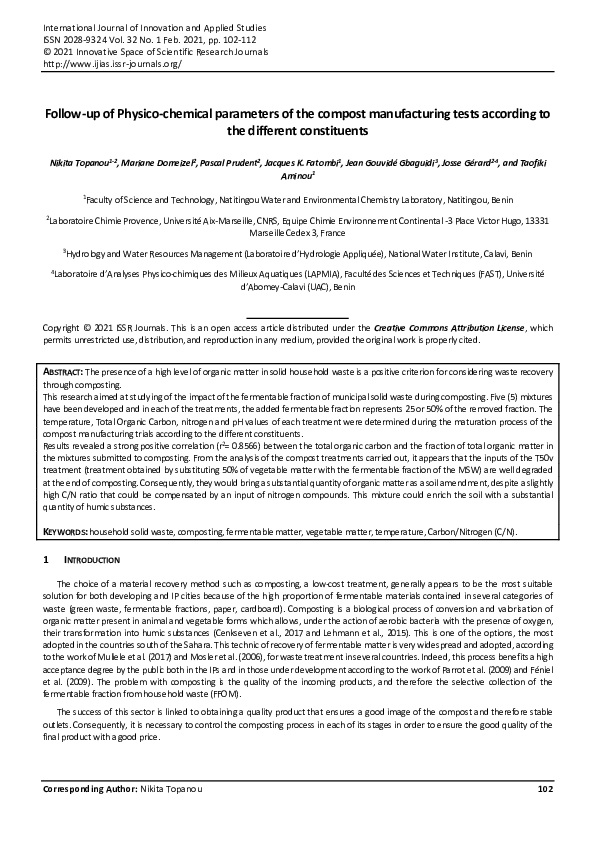 (PDF) Follow-up of Physico-chemical parameters of the compost ...
