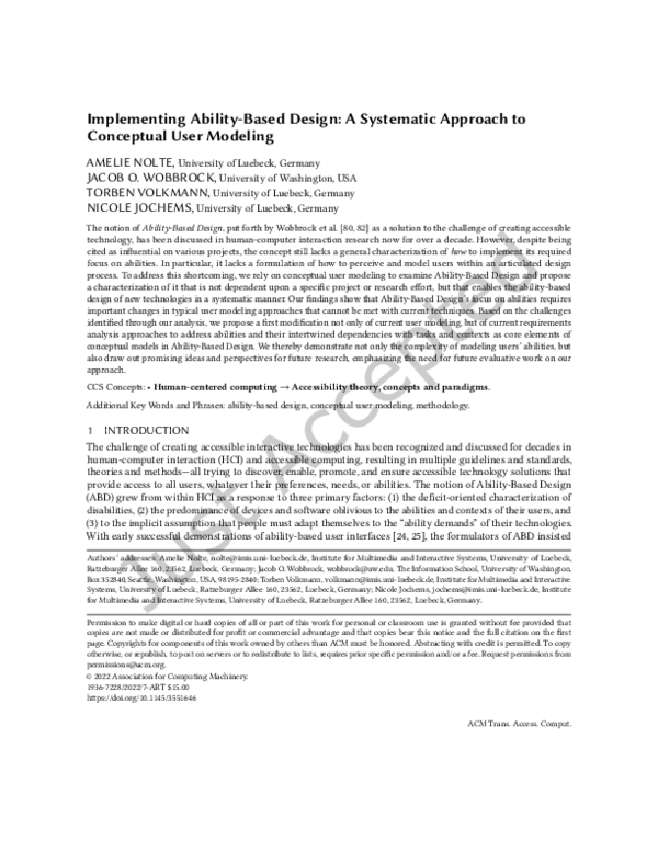 (PDF) Implementing Ability-Based Design: A Systematic Approach to Conceptual User Modeling