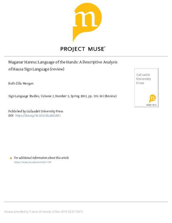 (PDF) Maganar Hannu: Language of the Hands: A Descriptive Analysis of ...