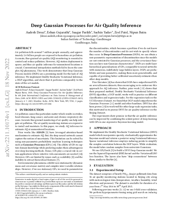 Pdf Deep Gaussian Processes For Air Quality Inference