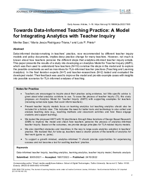 (PDF) Towards data-informed teaching practice