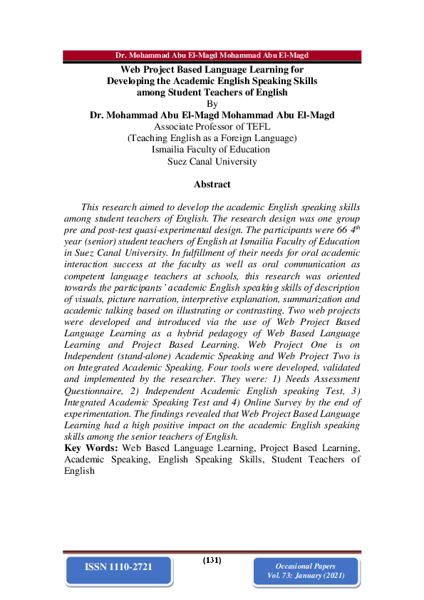 (PDF) Web Project Based Language Learning for Developing the Academic ...