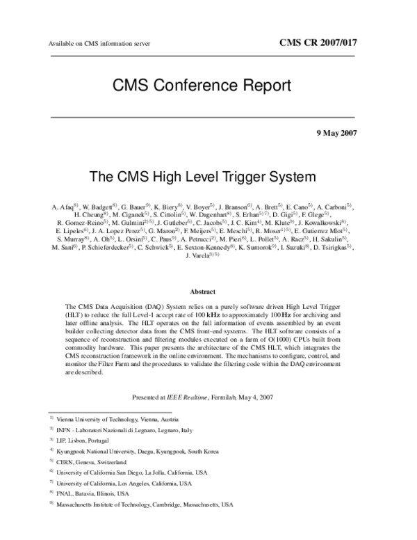 (PDF) The CMS High Level Trigger System