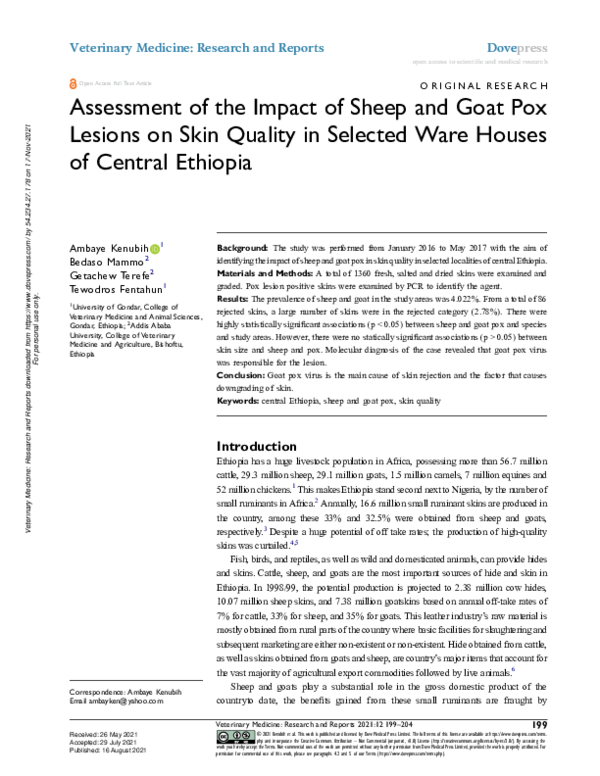 (PDF) Assessment of the Impact of Sheep and Goat Pox Lesions on Skin ...