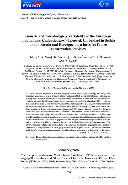 (PDF) Genetic and morphological variability of the European mudminnow ...