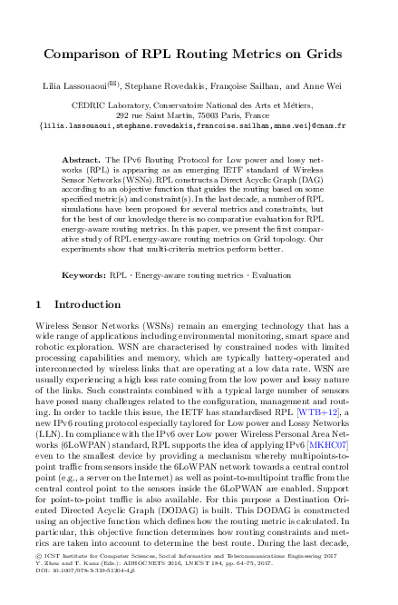 (PDF) Comparison of RPL Routing Metrics on Grids (PDF) Comparison of RPL Routing Metrics on Grids