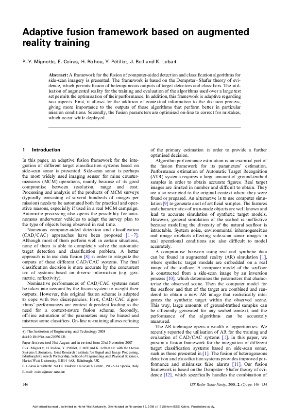 (PDF) Adaptive fusion framework based on augmented reality training