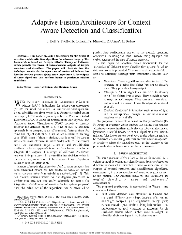 (PDF) Adaptive Fusion Architecture for Context Aware Detection and Classification