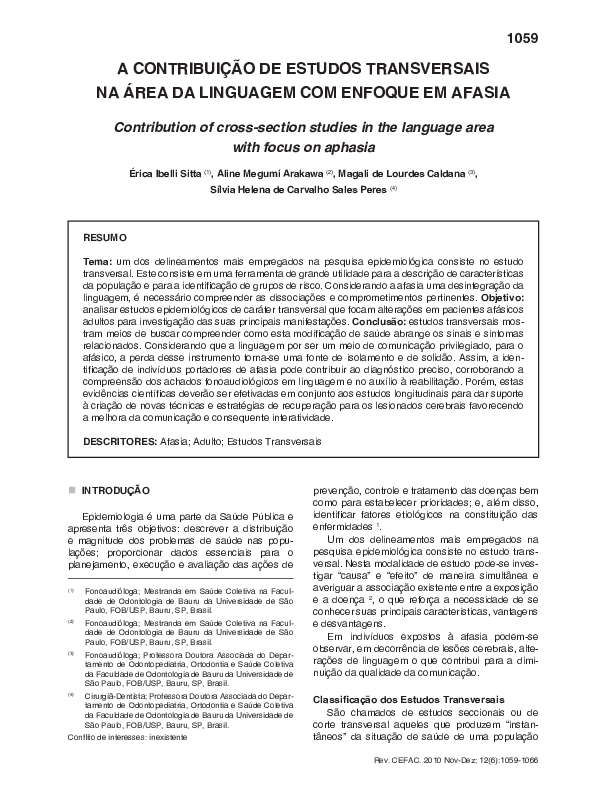 (PDF) A contribuição de estudos transversais na área da linguagem com ...