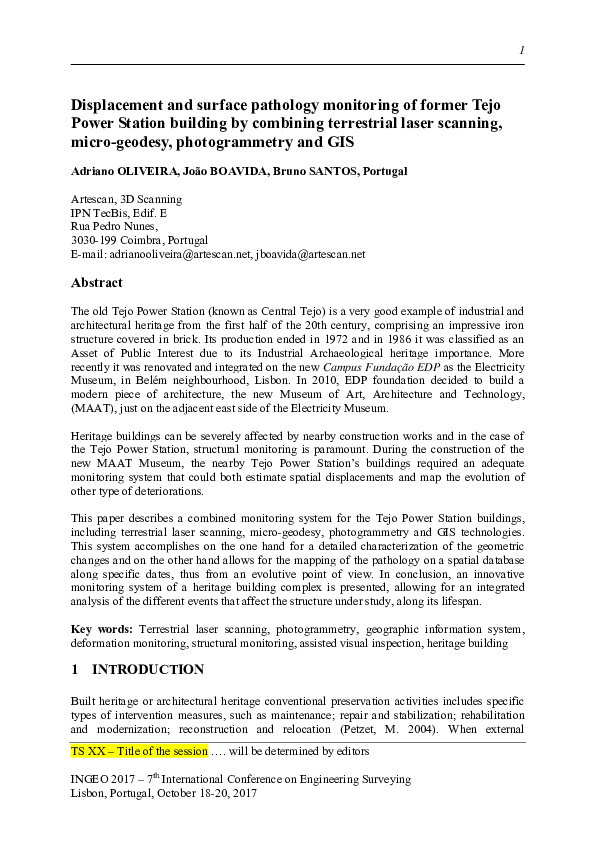 (PDF) Displacement and surface pathology monitoring of former Tejo ...