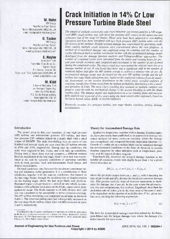 (PDF) Crack Initiation in 14% Cr Low Pressure Turbine Blade Steel