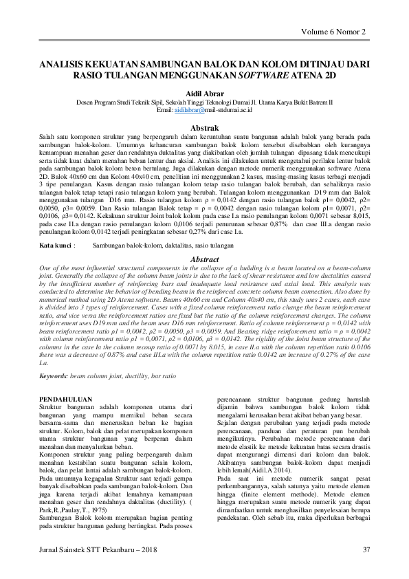 (PDF) Analisis Kekuatan Sambungan Balok Dan Kolom Ditinjau Dari Rasio ...