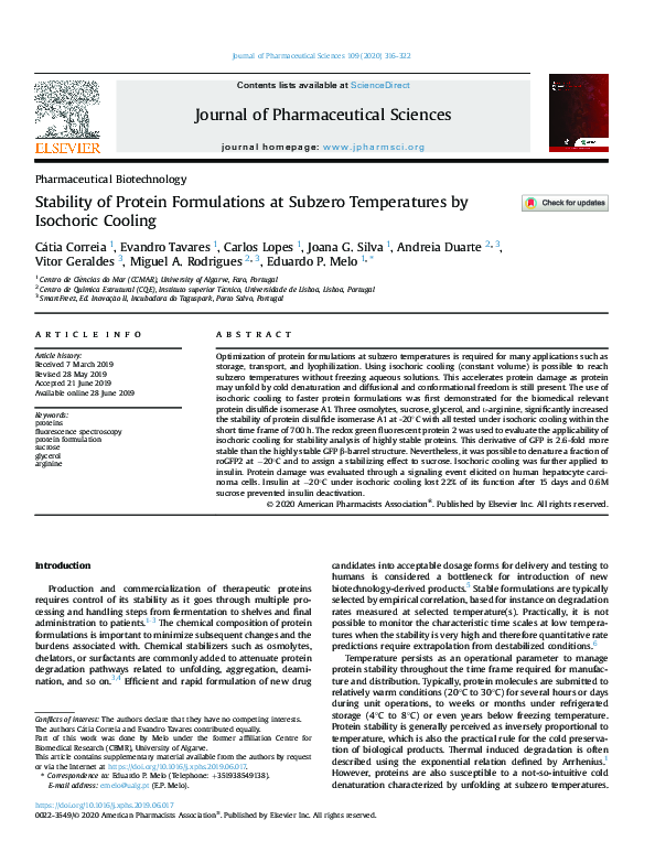 (PDF) Stability of Protein Formulations at Subzero Temperatures by ...
