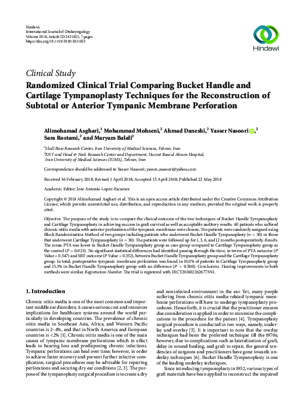 (PDF) Randomized Clinical Trial Comparing Bucket Handle and Cartilage ...