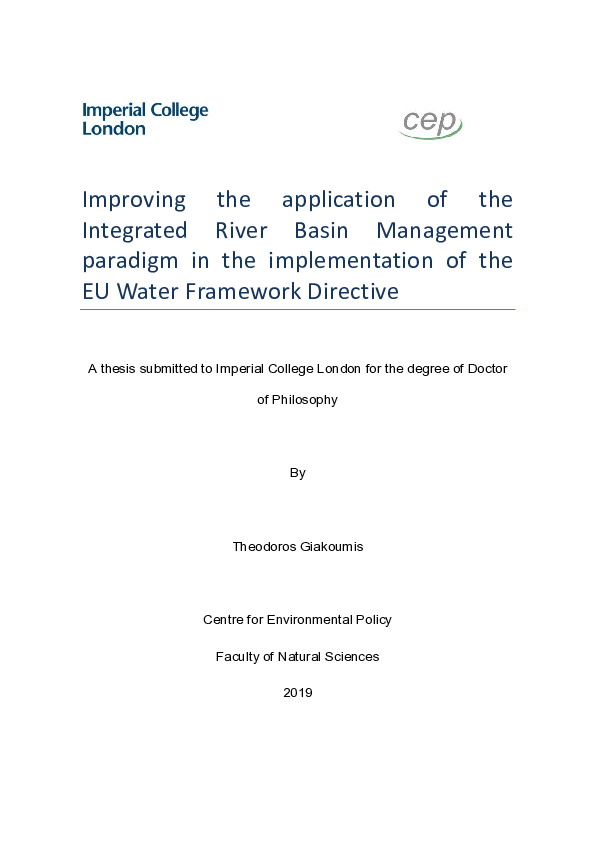 (PDF) Improving the application of the Integrated River Basin ...