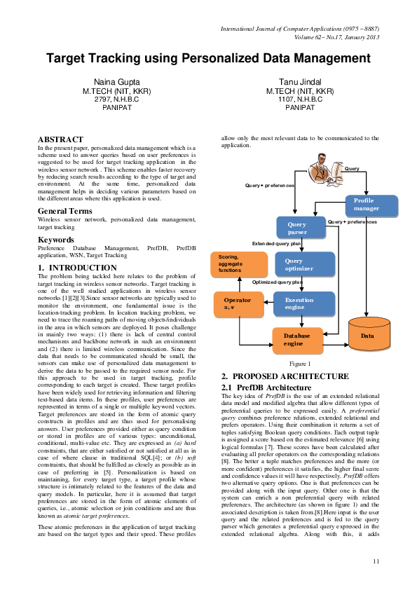 (PDF) Target Tracking using Personalized Data Management