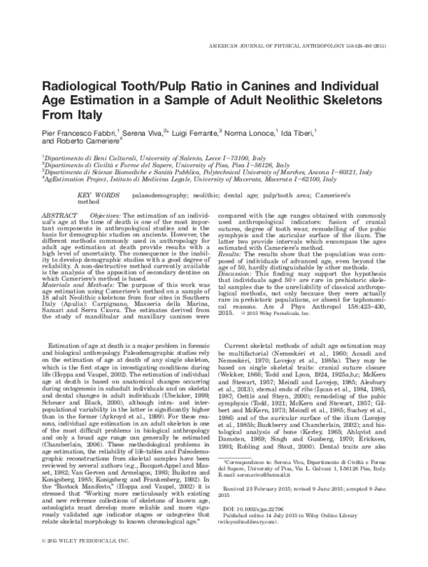 (PDF) Radiological tooth/pulp ratio in canines and individual age ...
