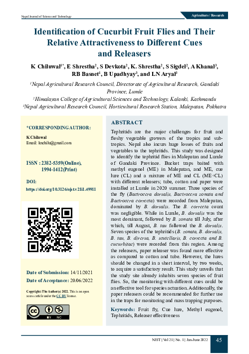 (PDF) Identification of Cucurbit Fruit Flies and Their Relative ...