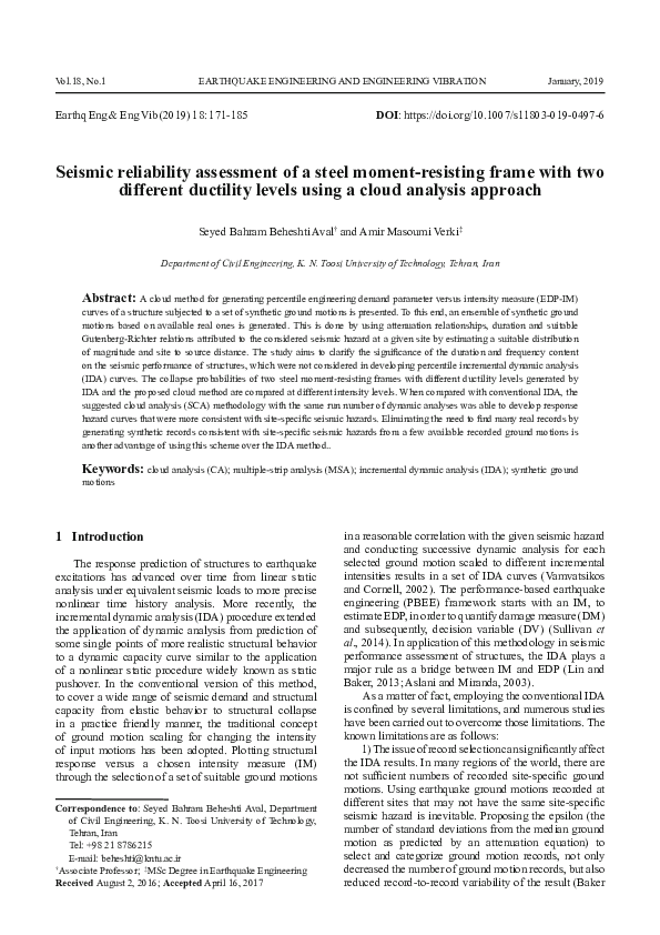 (PDF) Seismic reliability assessment of a steel moment-resisting frame with two different ...
