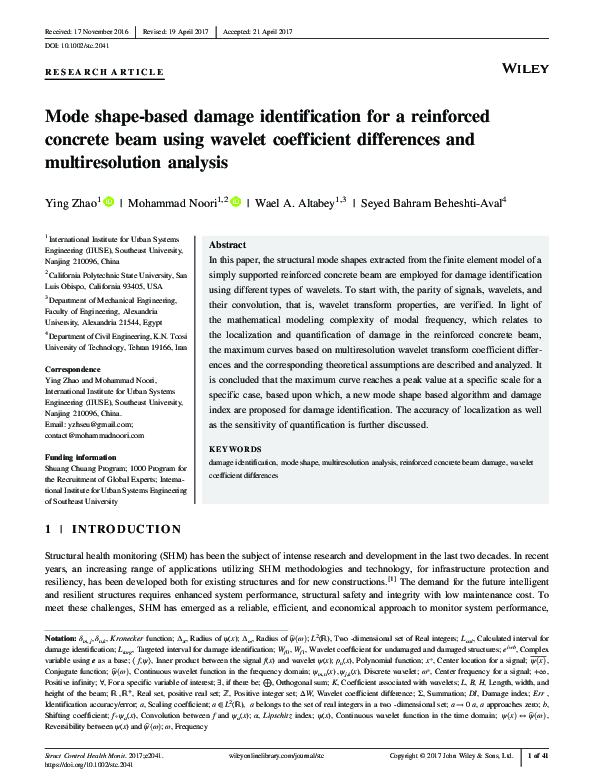 (PDF) Mode shape-based damage identification for a reinforced concrete ...