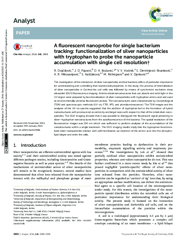 (PDF) A fluorescent nanoprobe for single bacterium tracking ...